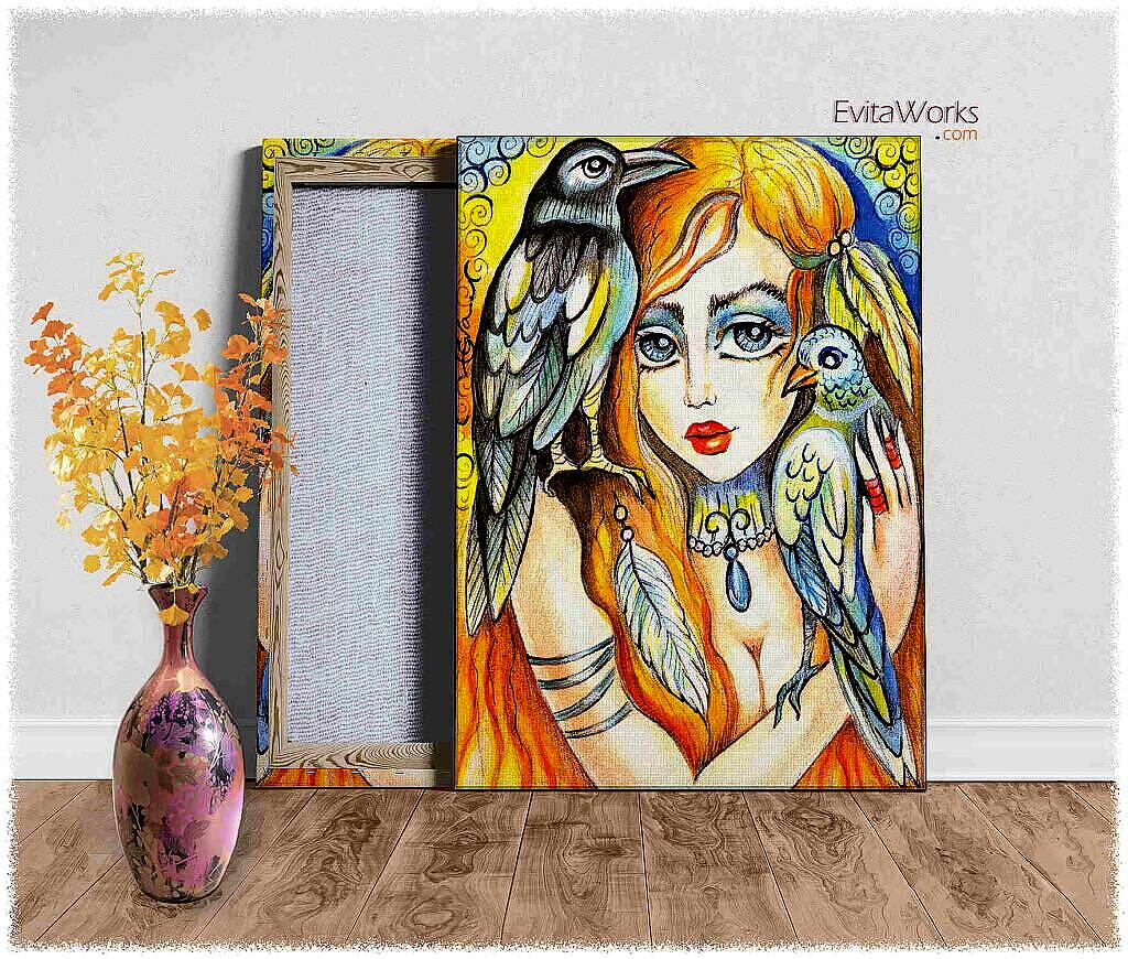 Raven Lady 05, girl and pet art ‹ EvitaWorks