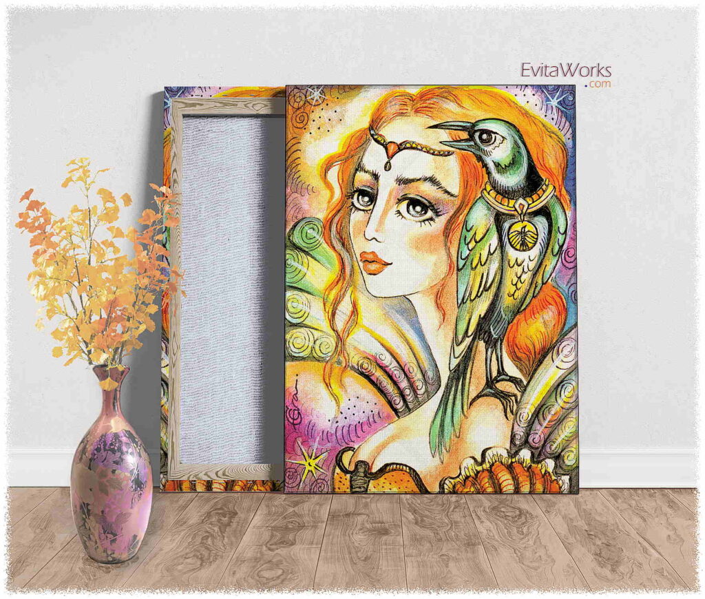 Raven Lady 10, girl and pet art ‹ EvitaWorks
