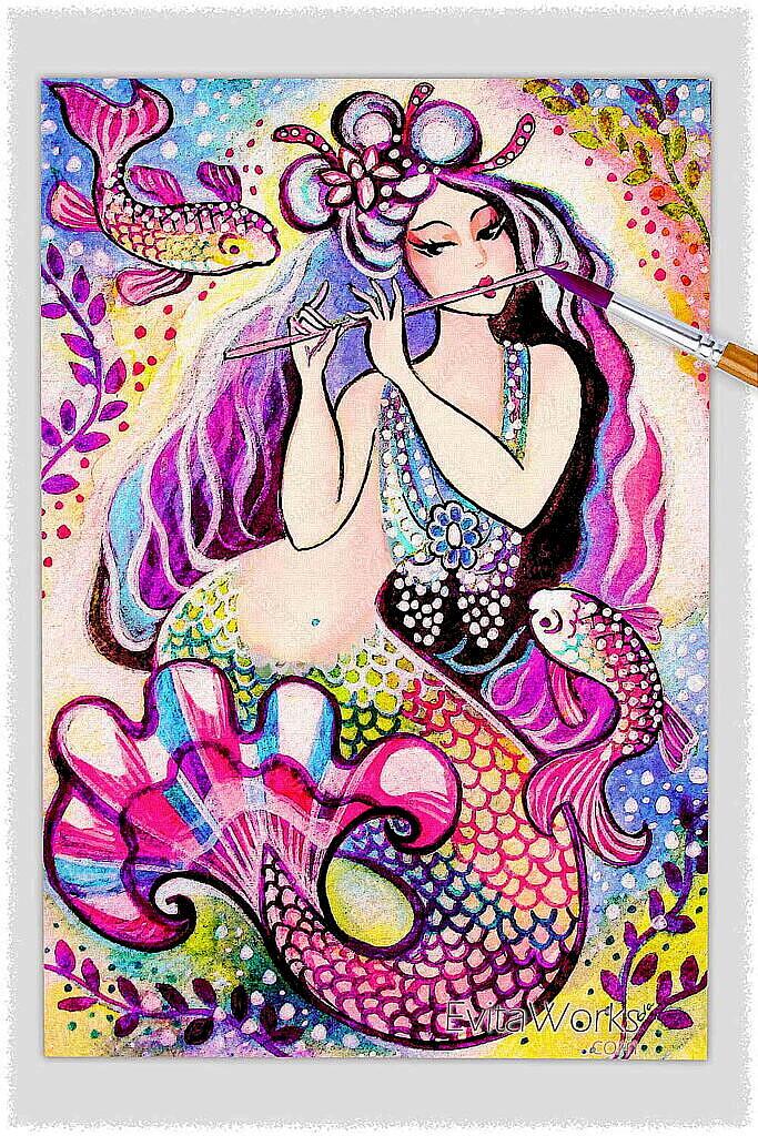 East Sea Mermaid, flute, koi fish ‹ EvitaWorks